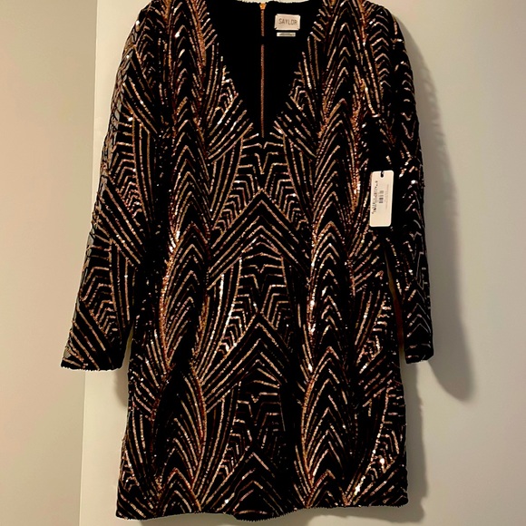 SAYLOR | Dresses | Saylor Black And Rose Gold Sequin Mini Cocktail ...